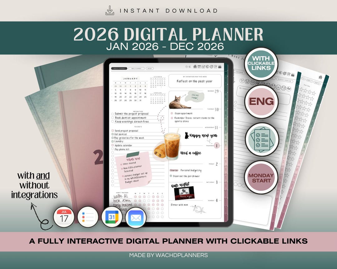 Digital Planner 2026 | Hyperlinked PDF Planner | iPad Planner for ...