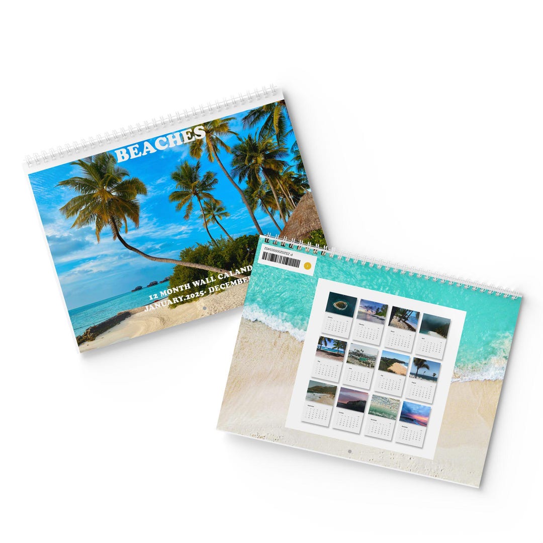 Beach Tropical Beaches Calander Ocean Island 2025 Wall Calendar - Etsy