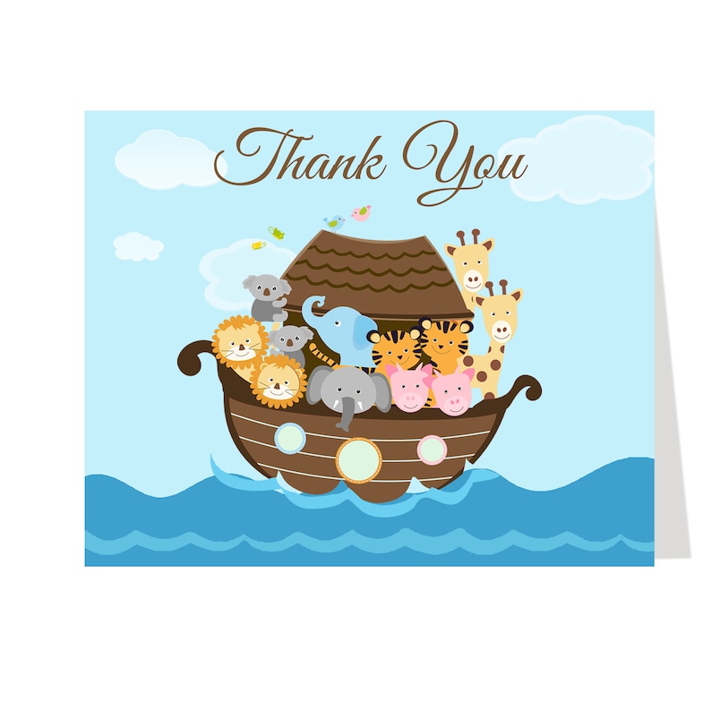 Noahs Ark Baby Shower Thank You Cards Miracle Religious | Etsy