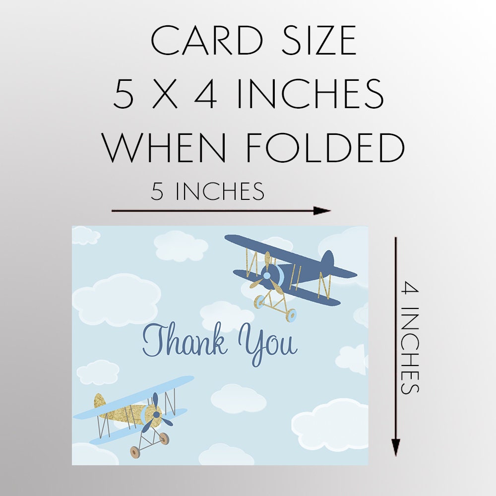 Airplane Thank You Cards Boys Baby Shower Pilot Birthday - Etsy