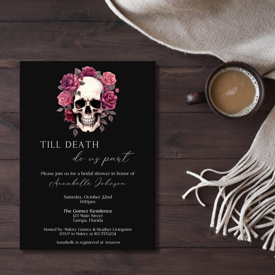Till Death Bridal Shower Invitation, Till Death Do Us Part, Dark ...