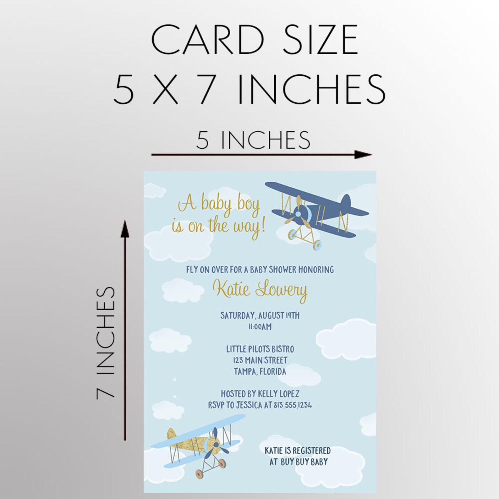Printed Airplane Baby Shower Invitations Boys Planes | Etsy