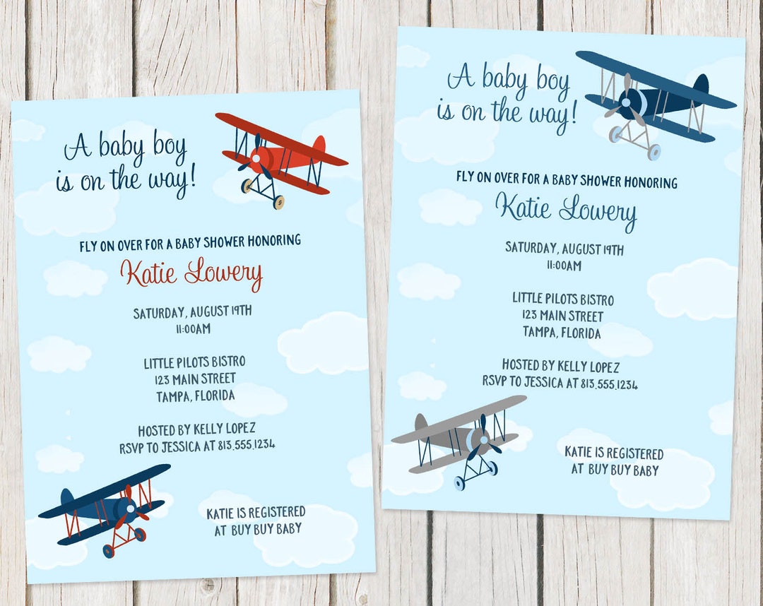 Printed Airplane Baby Shower Invitations Boys Planes - Etsy