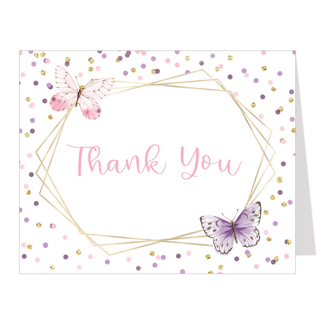 Butterfly Thank You Cards, Baby Shower Sprinkle Watercolor Butterflies ...