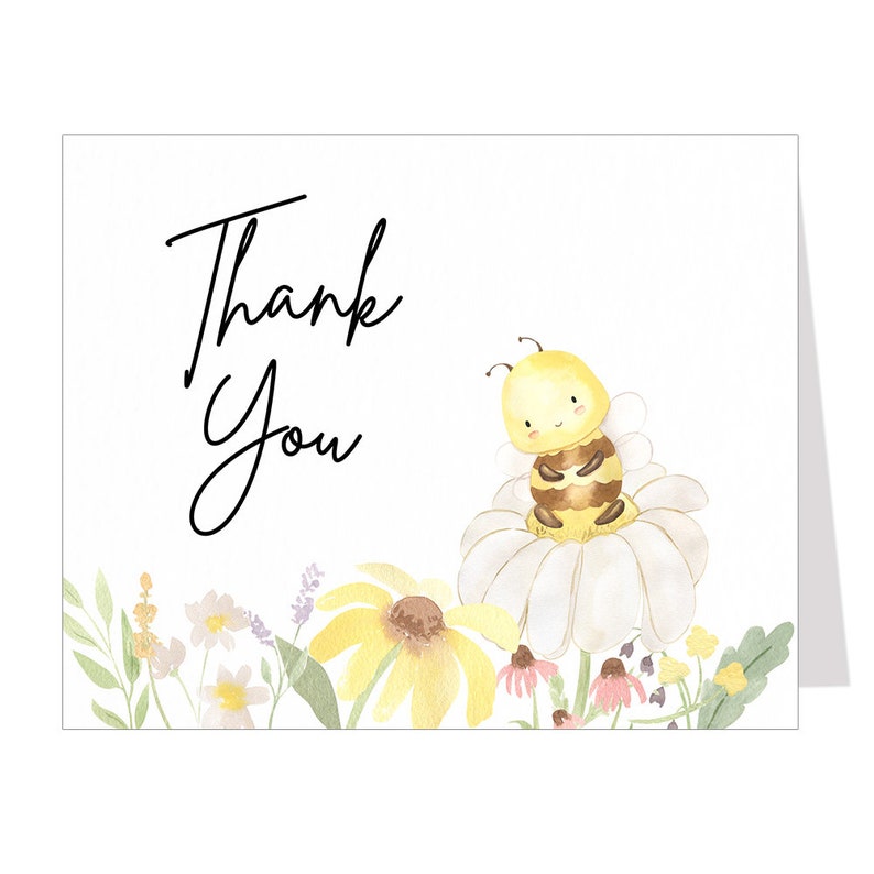 Bee Thank You Cards Baby Shower Bumblebee Honeybee Floral - Etsy