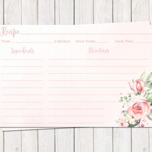 PRINTED Floral Recipe Cards, Bridal Shower, Wedding Shower ...