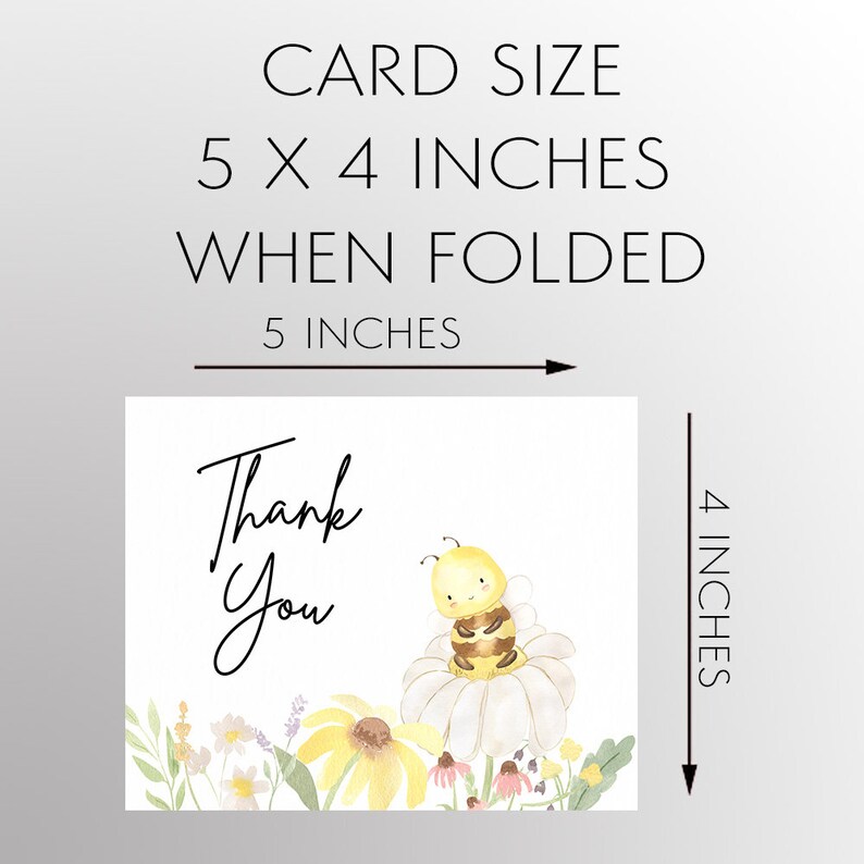 Bee Thank You Cards Baby Shower Bumblebee Honeybee Floral - Etsy
