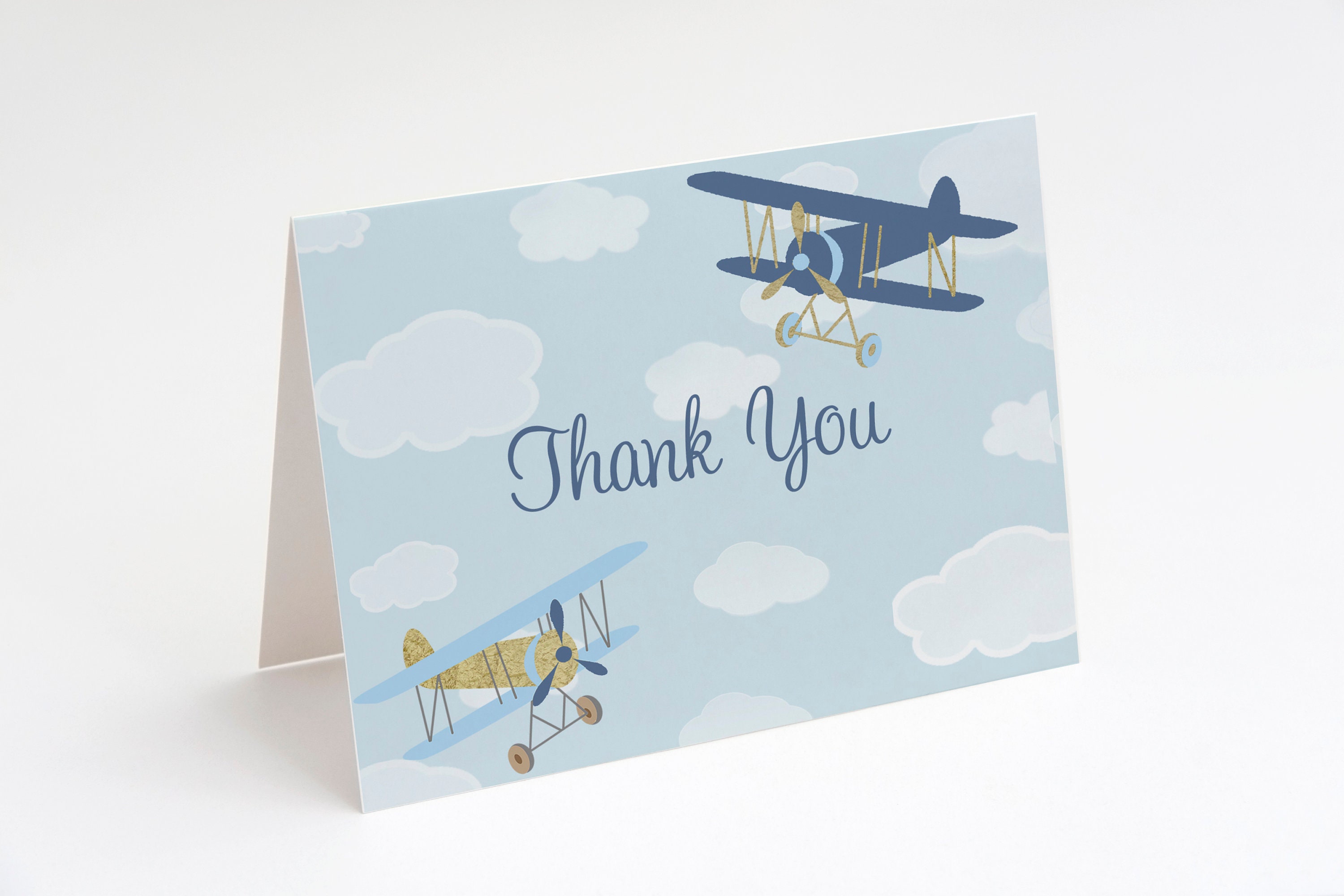 Airplane Thank You Cards Boys Baby Shower Pilot Birthday | Etsy