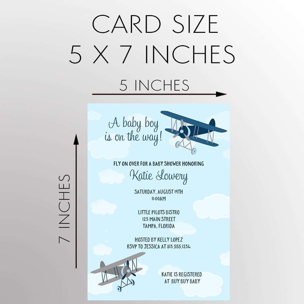 Printed Airplane Baby Shower Invitations Boys Planes | Etsy