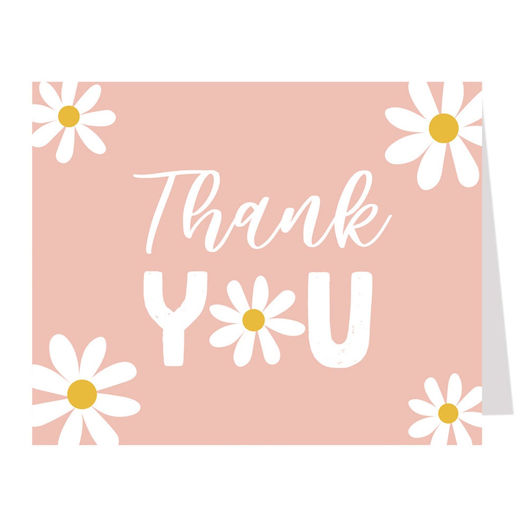 Daisy Thank You Cards, Daisies, 70s, Retro, Summer, Pink, Girl, First ...