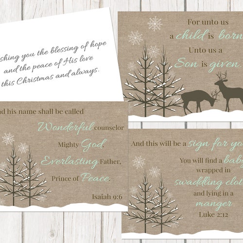Religious Christmas Cards Burlap Bible Verses Variety Pack - Etsy
