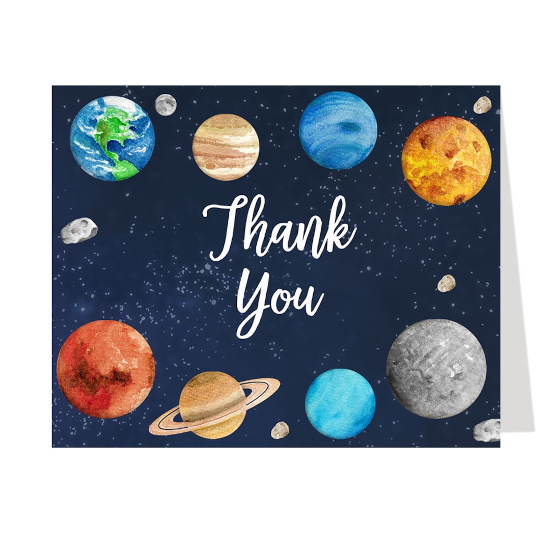 Space Thank You Cards, Outer Space Baby Shower Welcome to the World ...