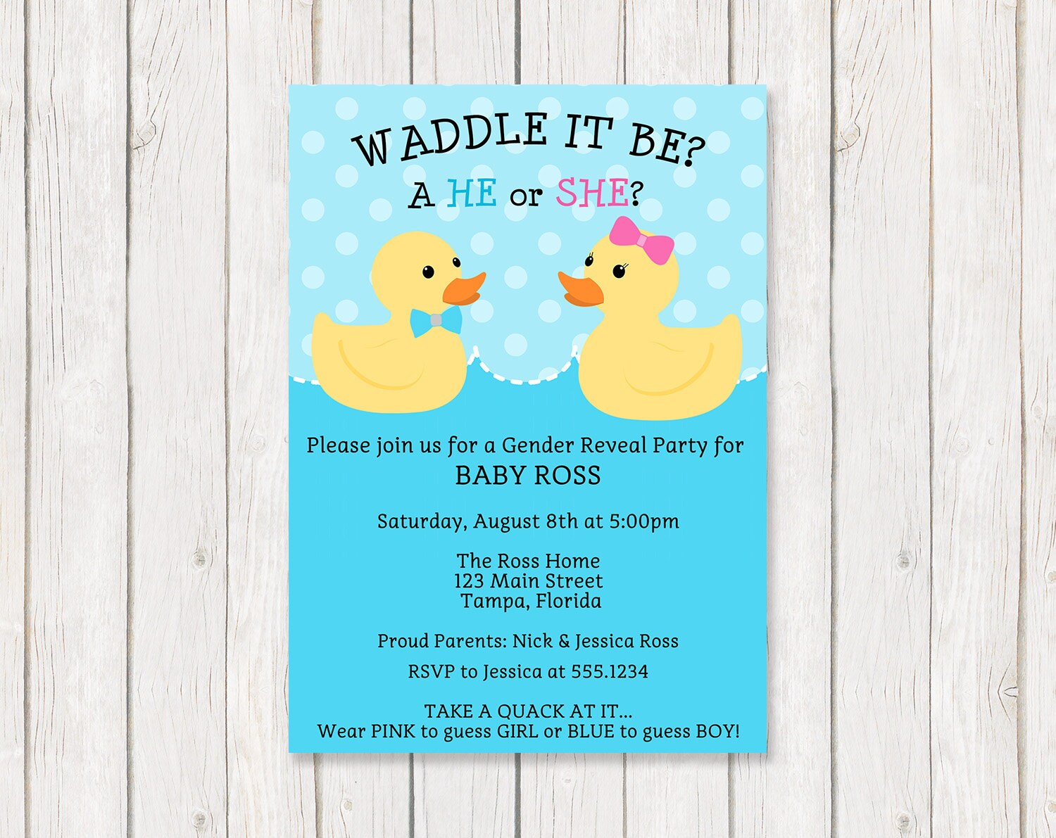 Waddle It Be Gender Reveal Invitations Ducks Twins Rubber | Etsy