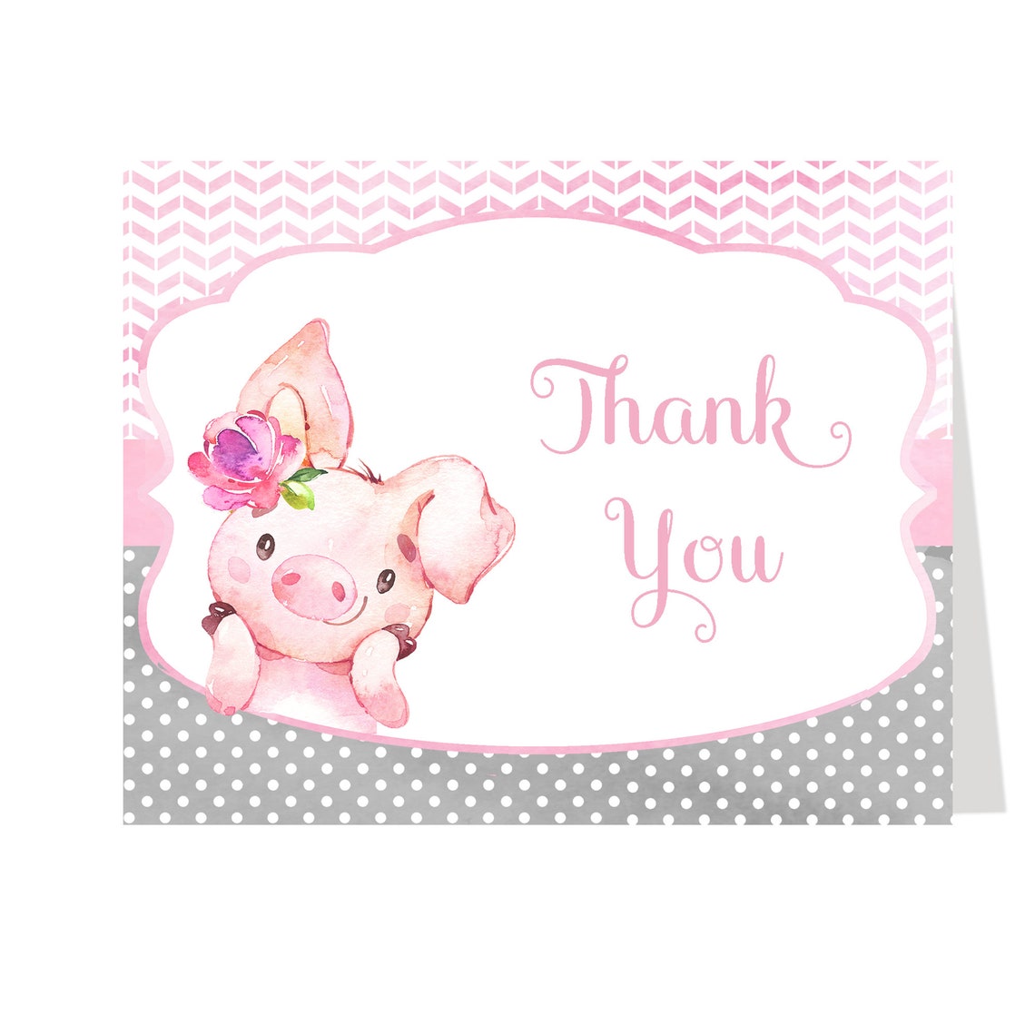 Pig Thank You Cards Little Piggy Baby Shower Polka Dots - Etsy