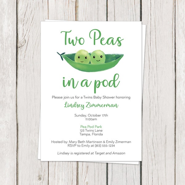 Two Peas in a Pod Invitation - Etsy