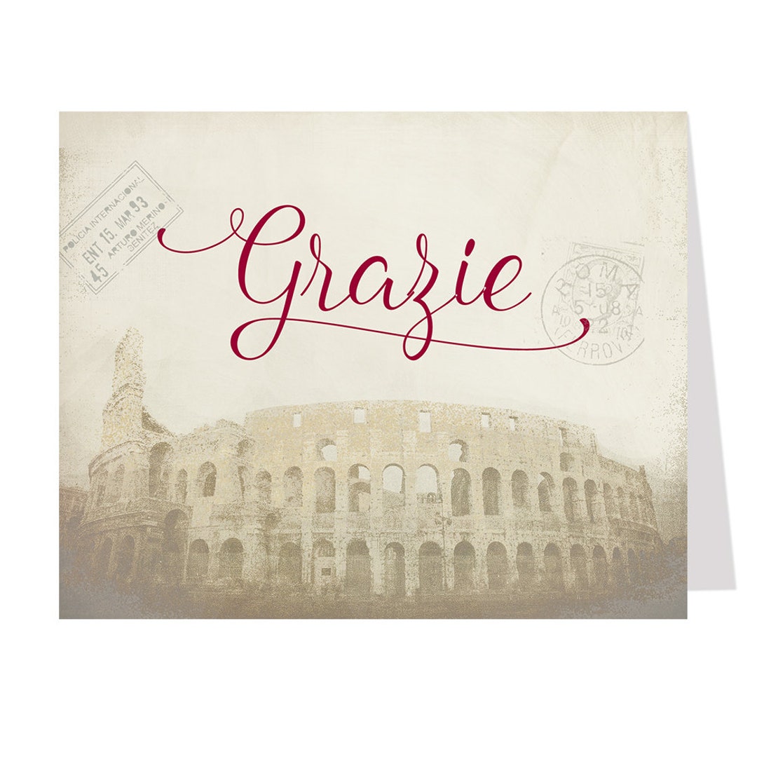 That's Amore, Thank You Card, Bridal Shower, Red, Brown, Travel, Rome ...