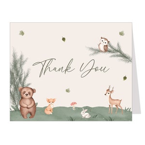 Woodland Animals, Thank You Cards, Baby Shower, Forest, Bear, Fox ...