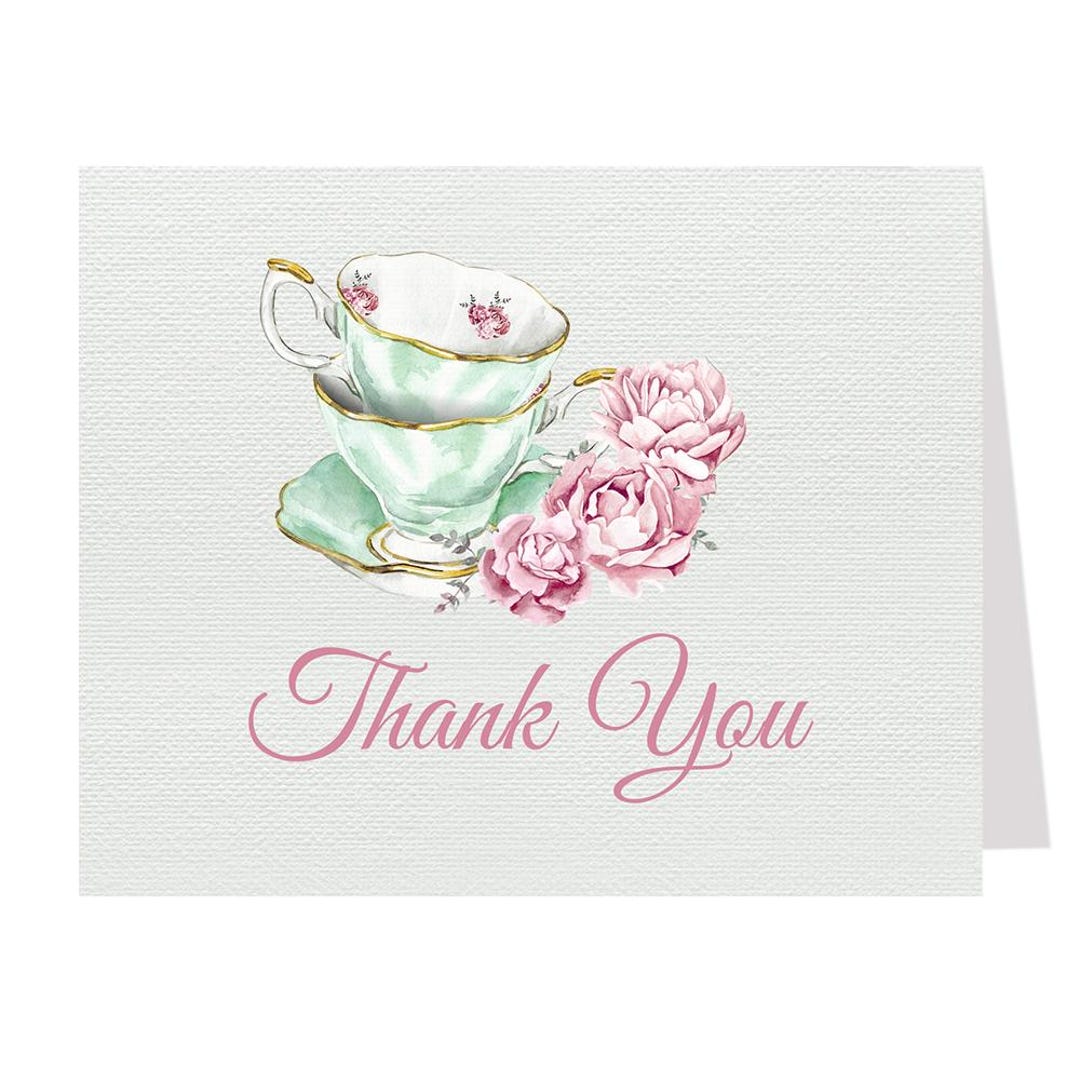 Tea Thank You Card, Bridal Shower, Baby Shower, Party, Luncheon ...