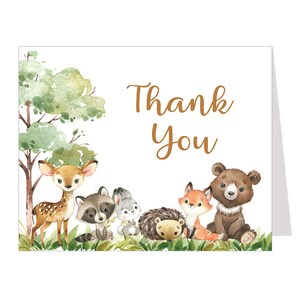 Woodland Animals, Thank You Cards, Baby Shower, Forest, Bear, Fox ...