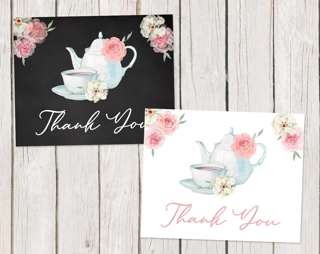 Tea Thank You Card, Bridal Shower, Baby Shower, Party, Luncheon ...