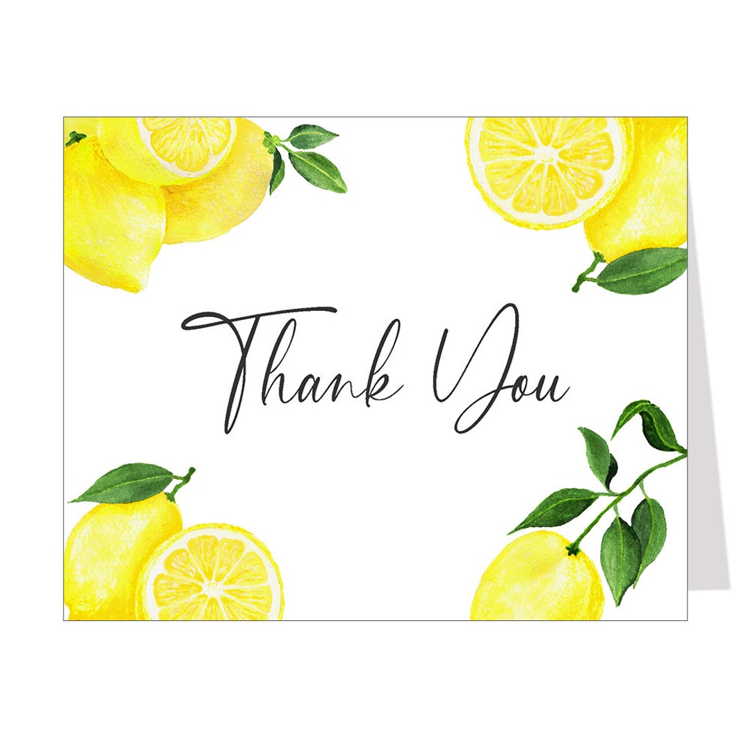Lemon Thank You Cards, Lemonade Thank You Notes, Baby Shower or Bridal ...