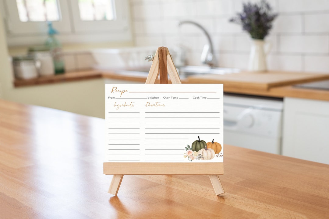 PRINTED Pumpkin Recipe Cards | Housewarming | Bridal Shower | 4x6 ...