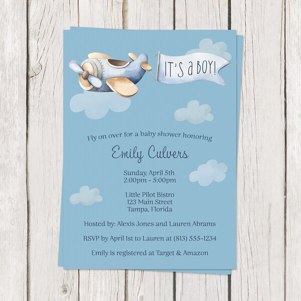 Airplane Baby Shower Invitations - Etsy