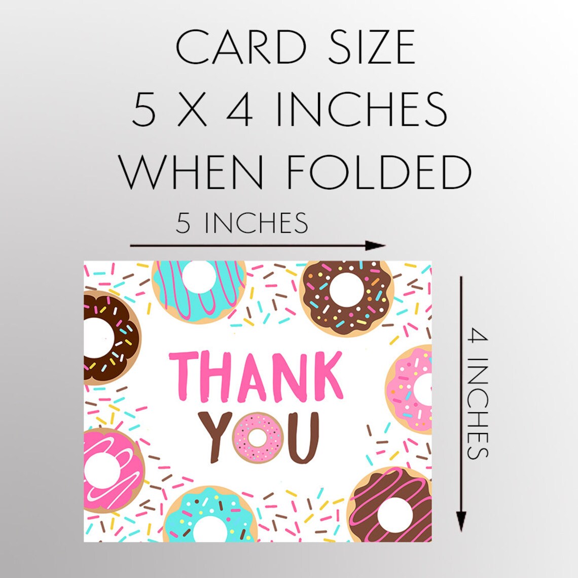 Donut Thank You Cards Baby Shower Birthday Pink Doughnut - Etsy