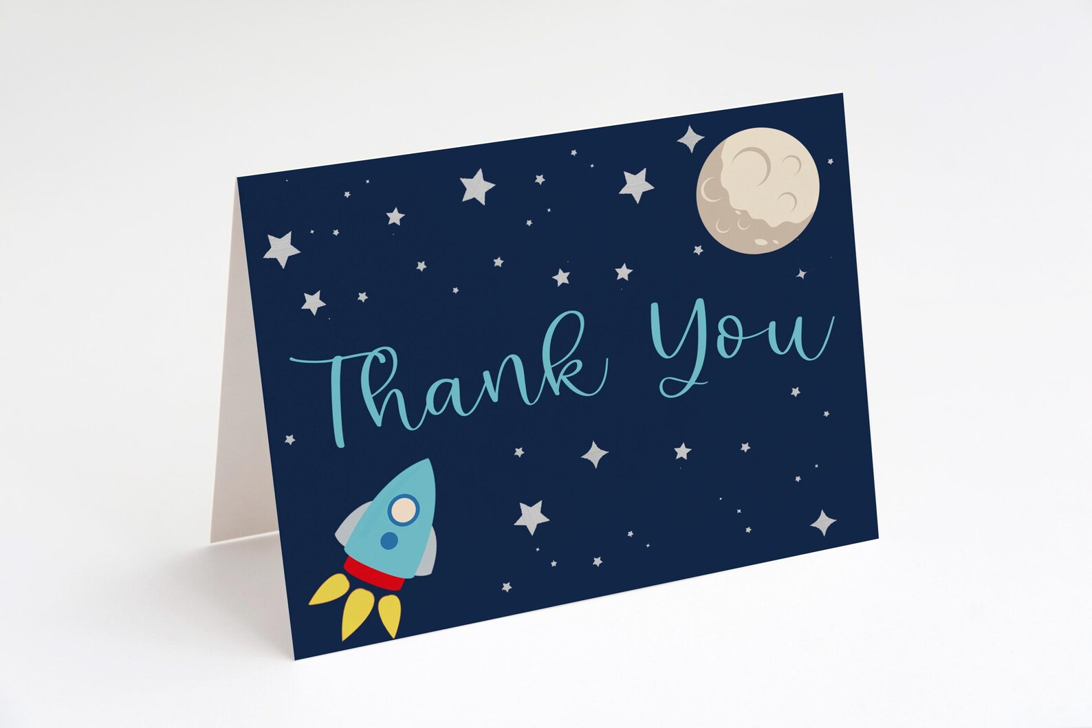 Rocket Ship Thank You Cards, Baby Shower, Outer Space, Spaceship, Space ...