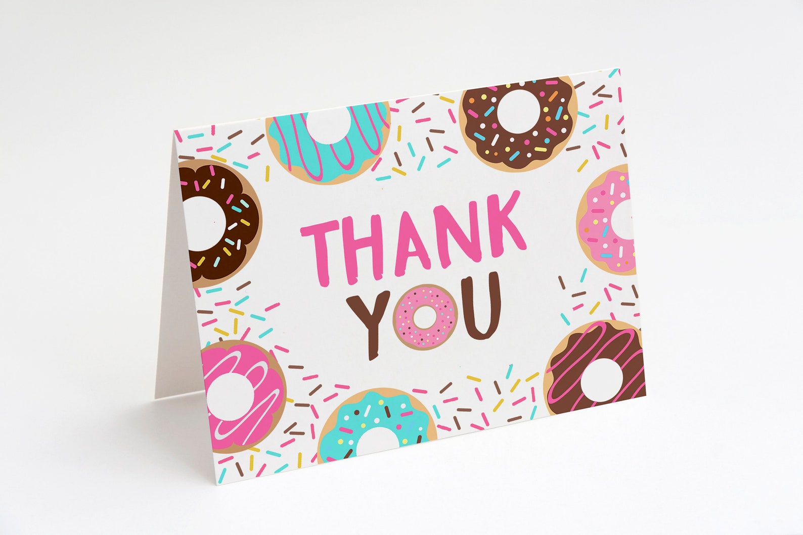 Donut Thank You Cards Baby Shower Birthday Pink Doughnut - Etsy