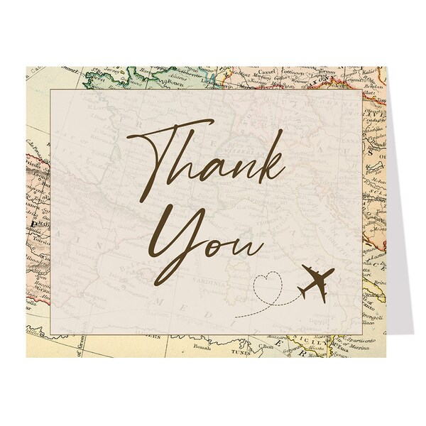 World Map Thank You Cards - Etsy