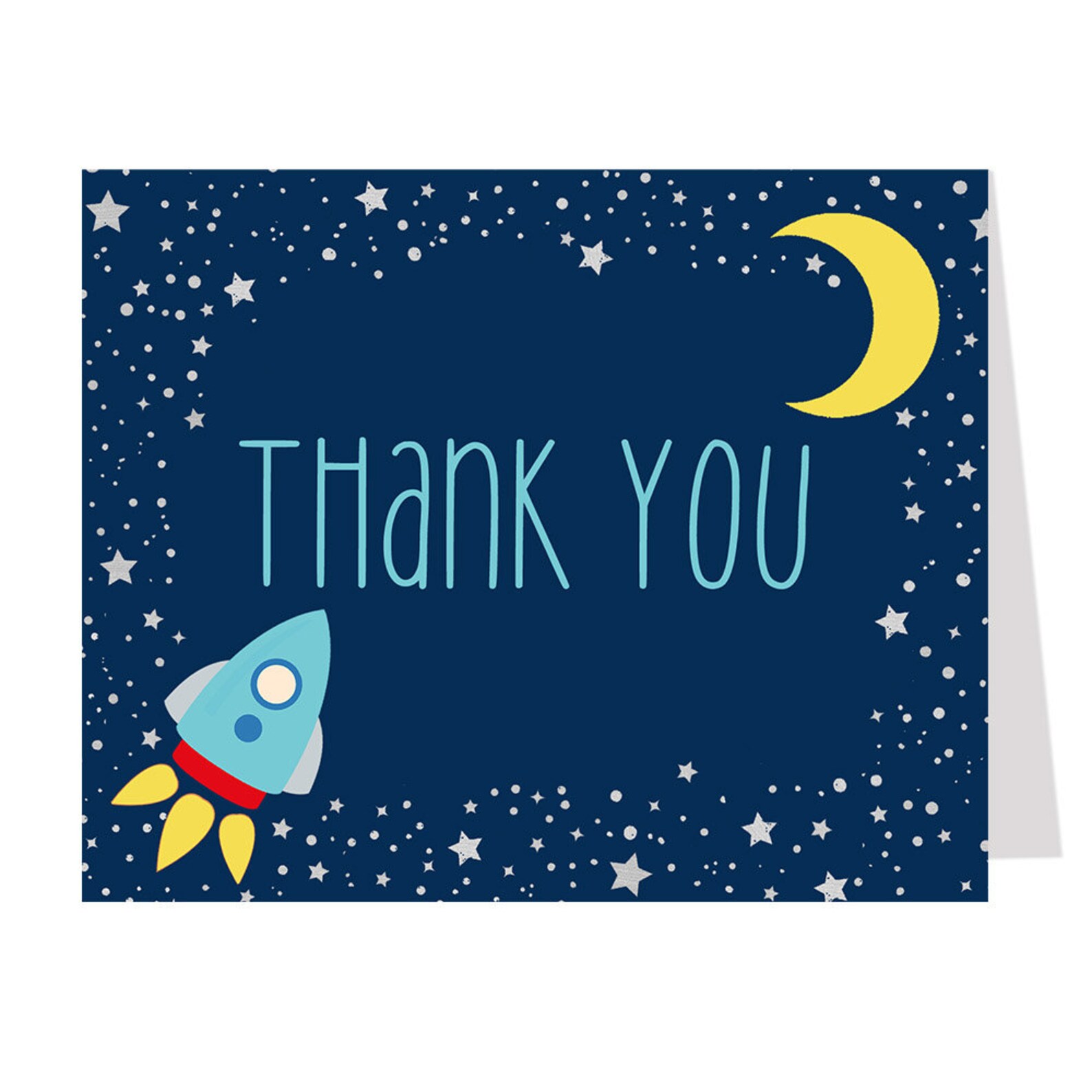 Rocket Ship Thank You Cards Baby Shower Boys Outer Space - Etsy