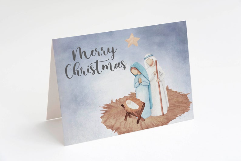 Watercolor Jesus Mary Joseph Christmas Greeting Card - Etsy