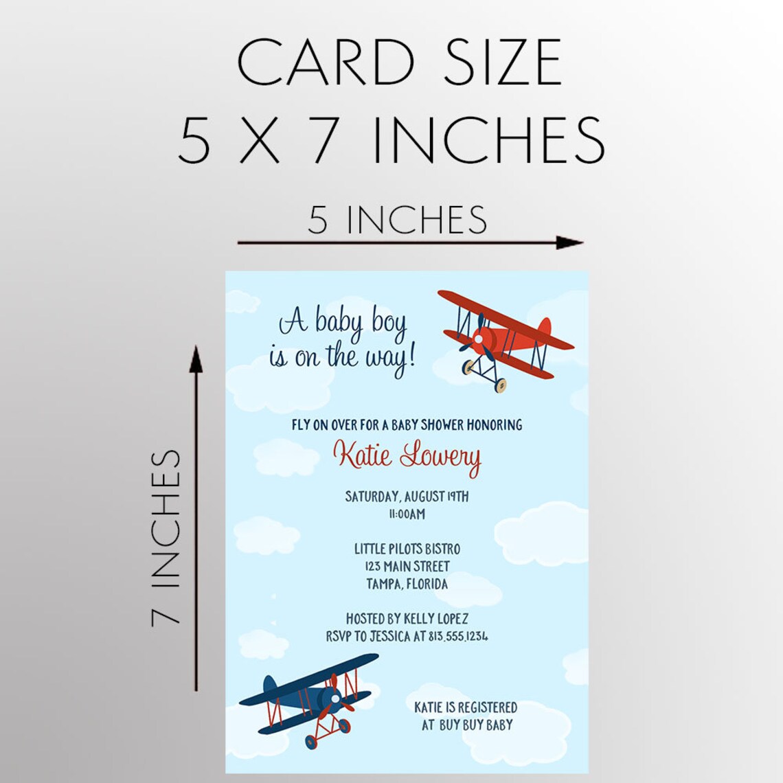 Printed Airplane Baby Shower Invitations Boys Planes | Etsy