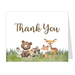 Woodland Animals, Thank You Cards, Baby Shower, Forest, Bear, Fox ...