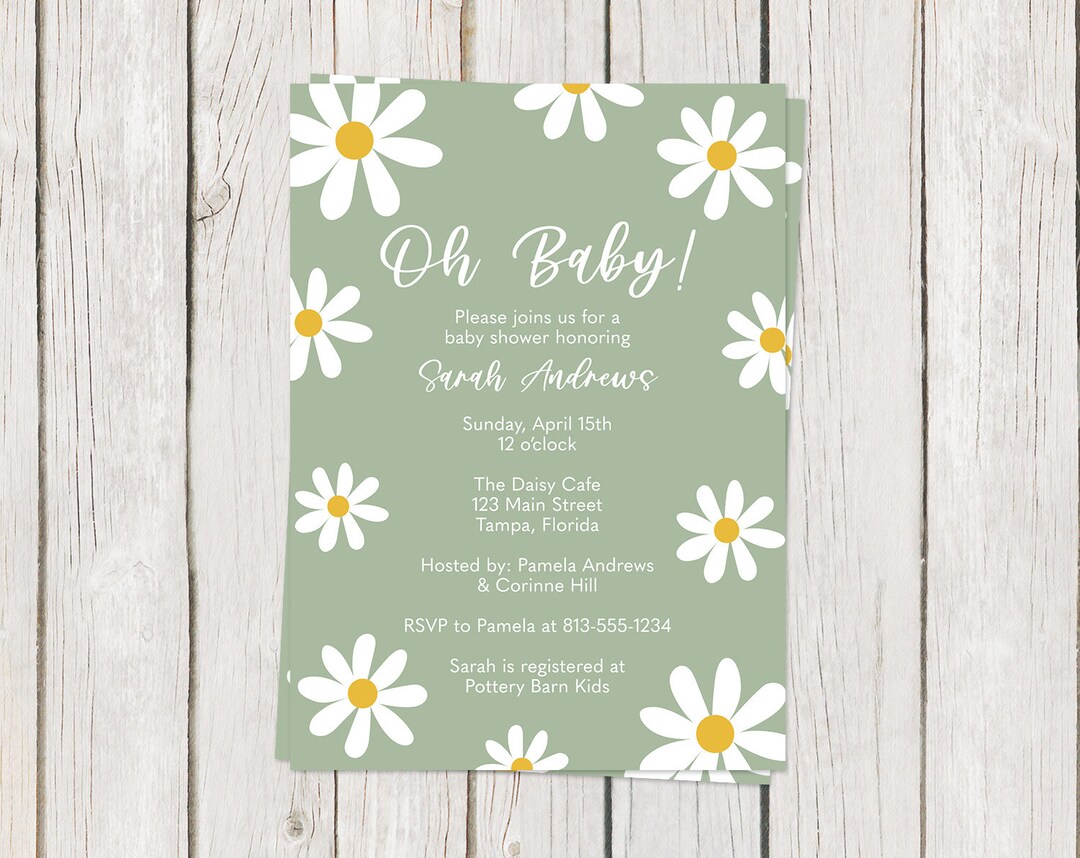 Daisy Baby Shower Invitation Daisies 70s Retro Summer - Etsy