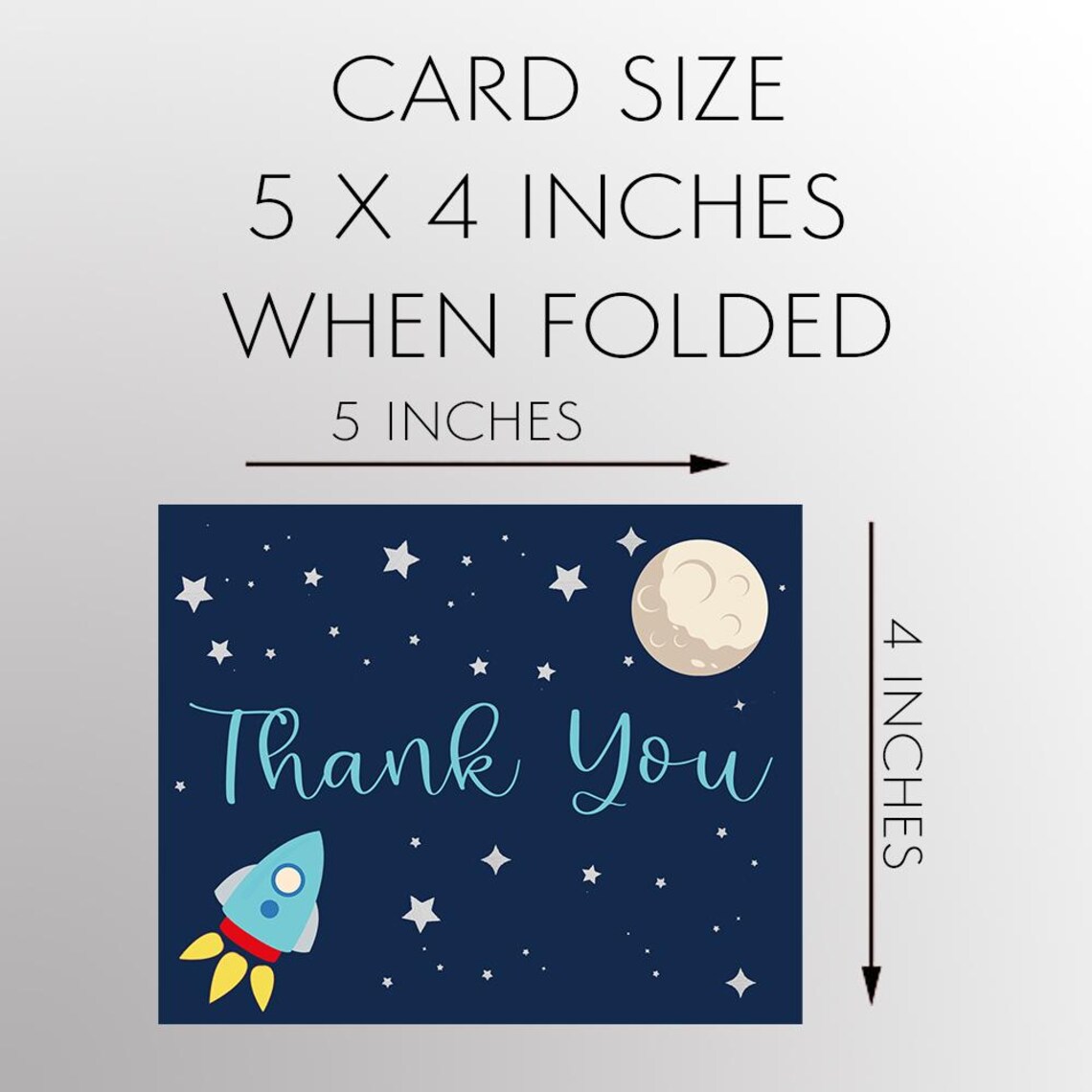 Rocket Ship Thank You Cards, Baby Shower, Outer Space, Spaceship, Space ...