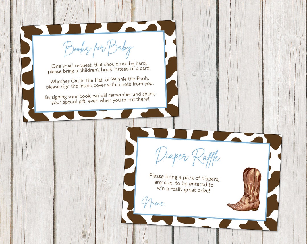Cowboy Baby Shower Bring a Book Diaper Raffle Ticket Cow - Etsy