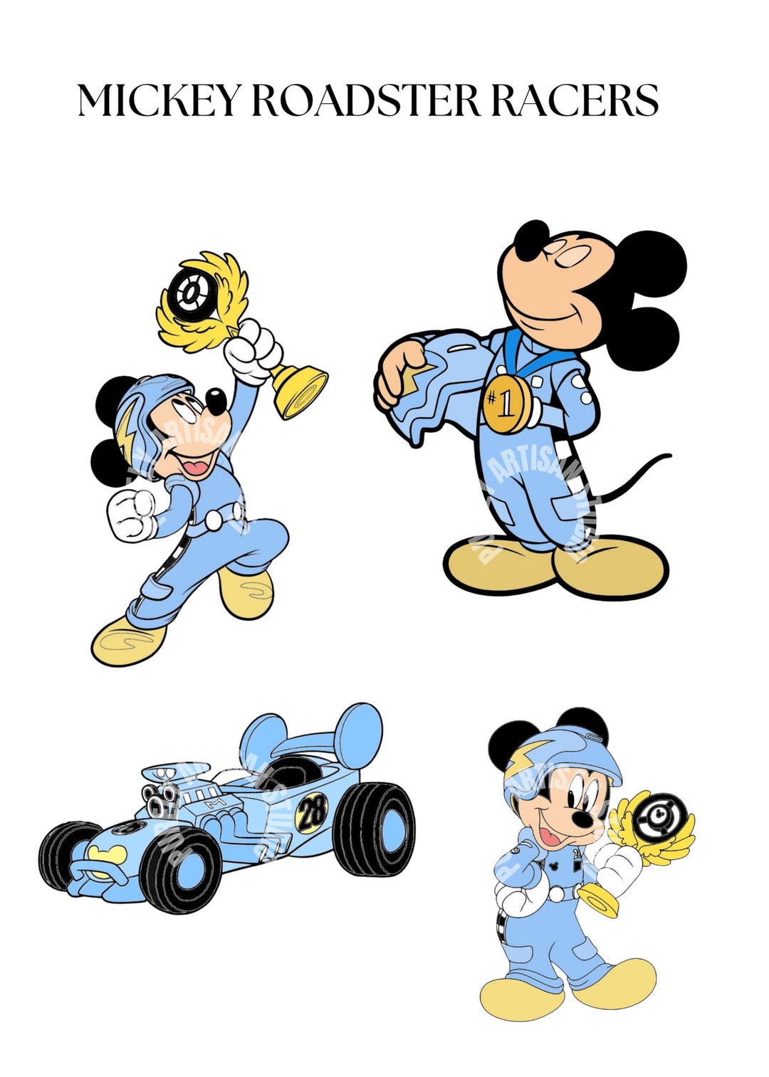 Mickey Roadster Racers Stickers - Etsy