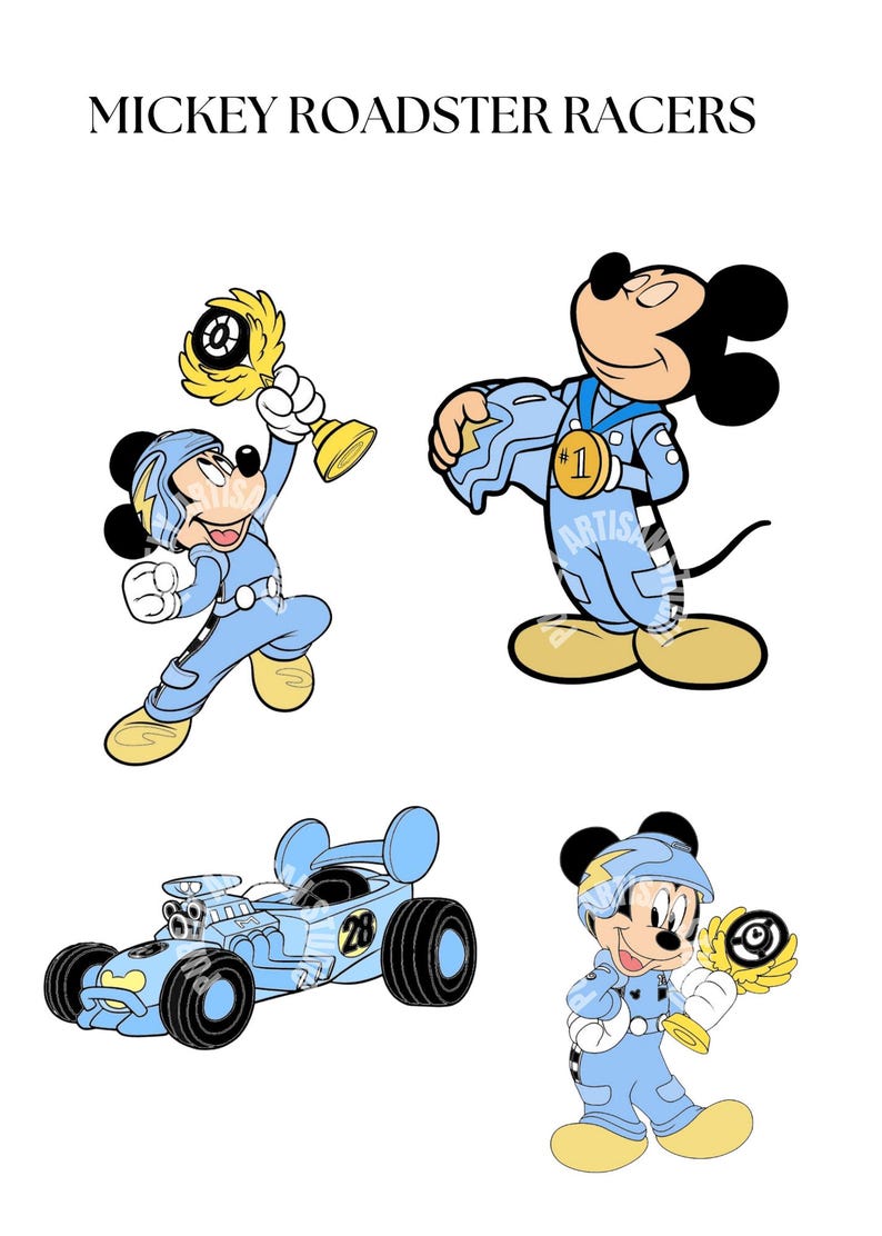 Mickey Roadster Racers Stickers - Etsy