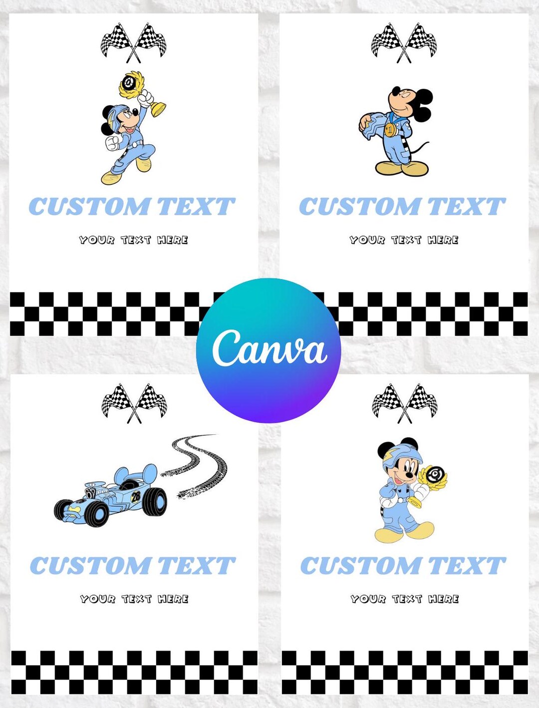 Editable Mickey Racing Party Signs - Etsy