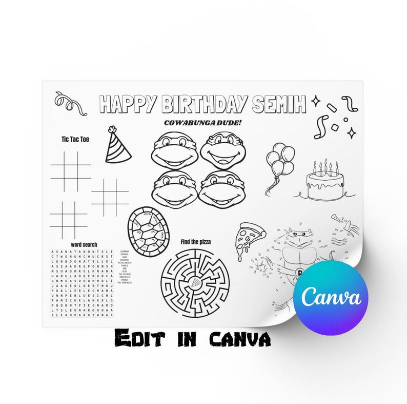 Ninja Turtles Activity Sheet - Etsy