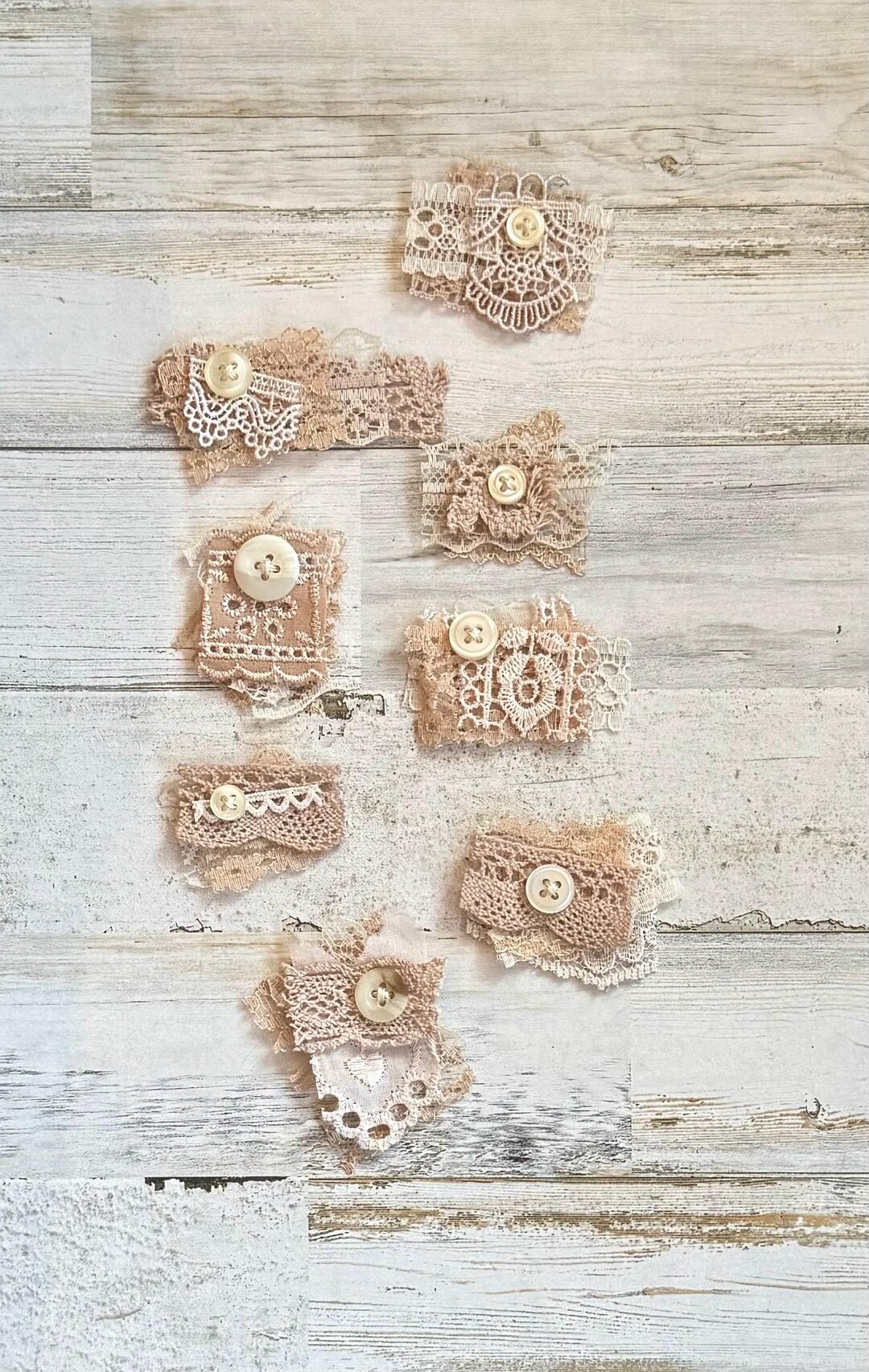 8 Pc Cream&very Light Brown Colored Hand Dyed Lace Cluster/snippets for ...