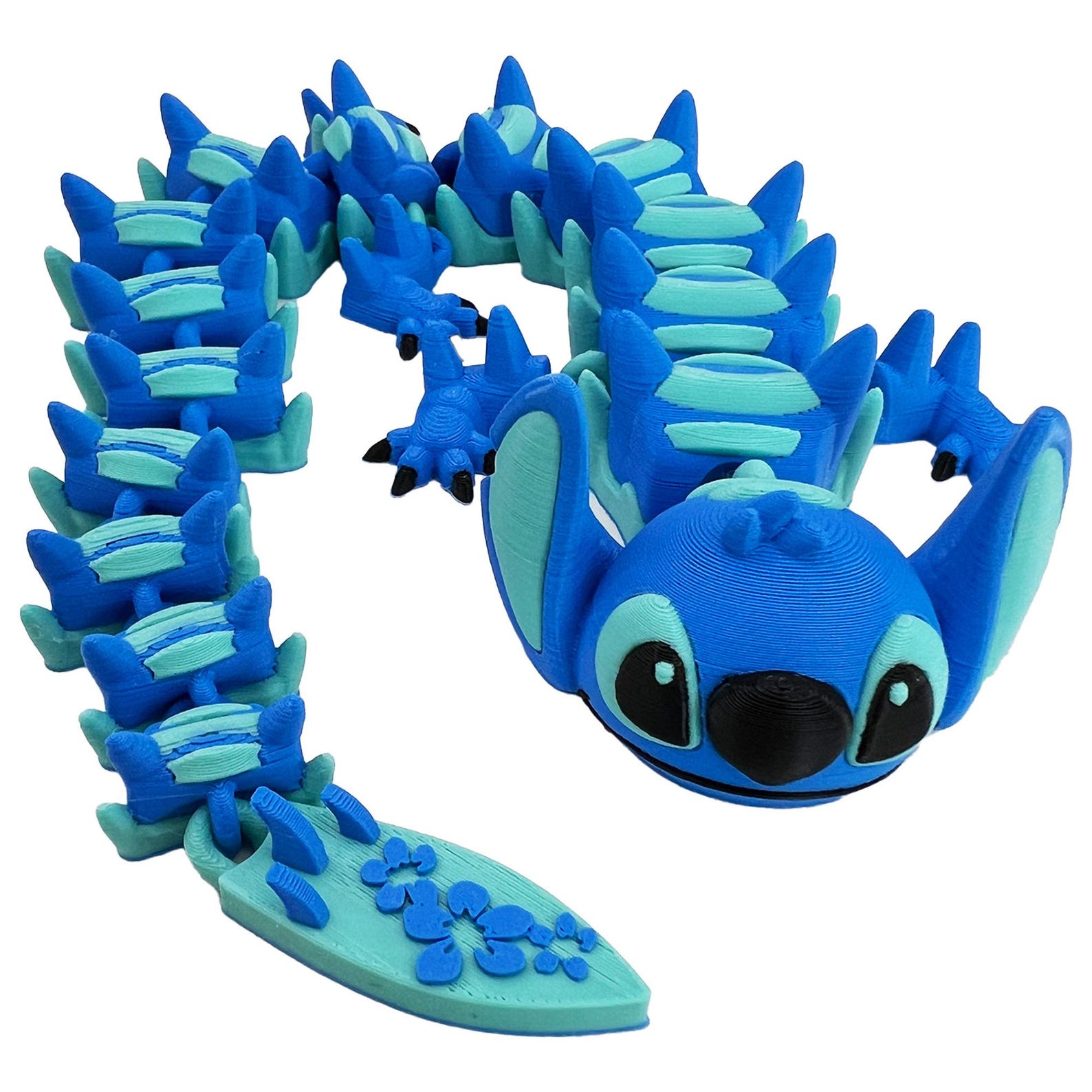 Stitch-inspired 3D Printed Dragon | Articulated Fidget Toy | Cute Blue ...