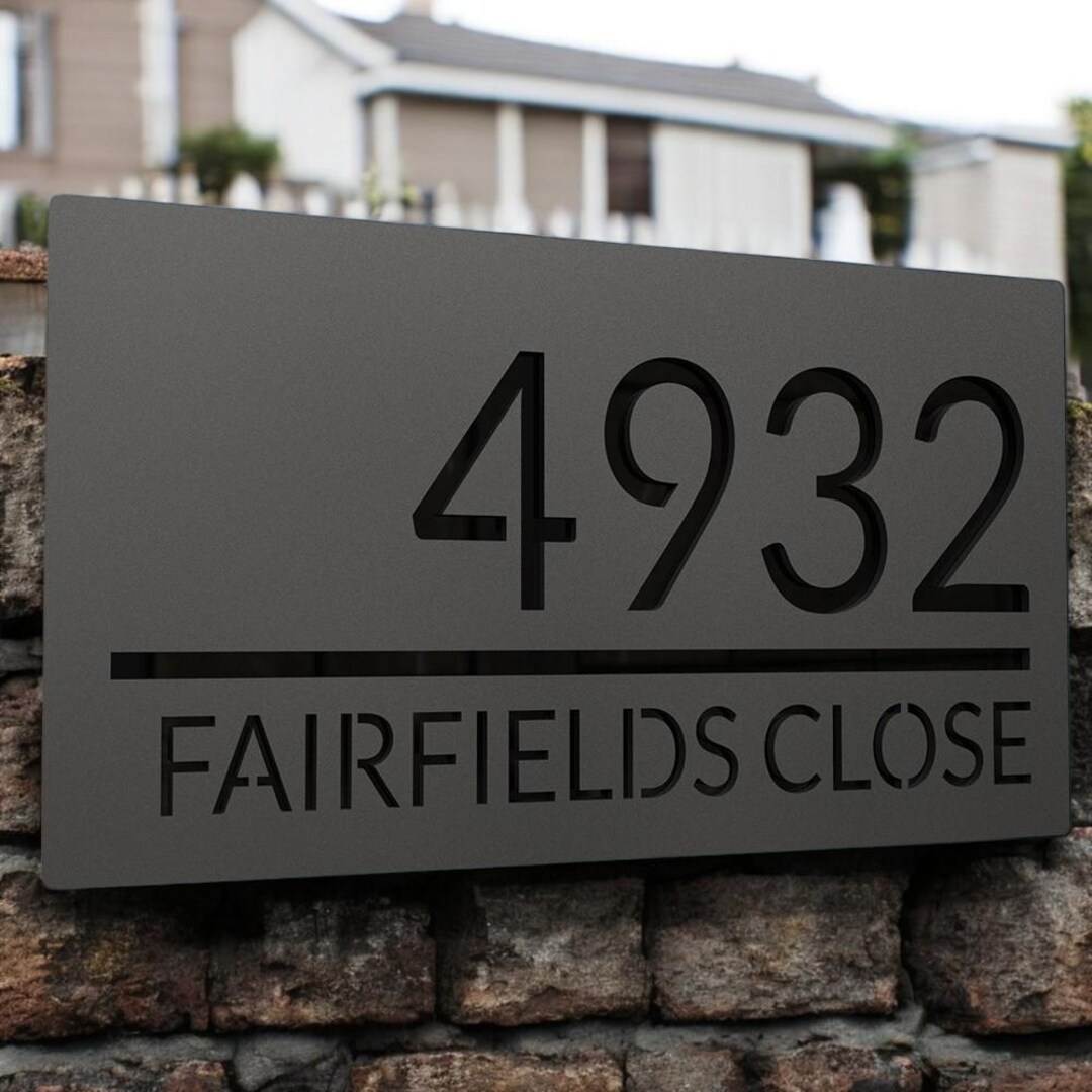 Contemporary House Sign - Modern Door Number Acrylic Address Plaque for ...