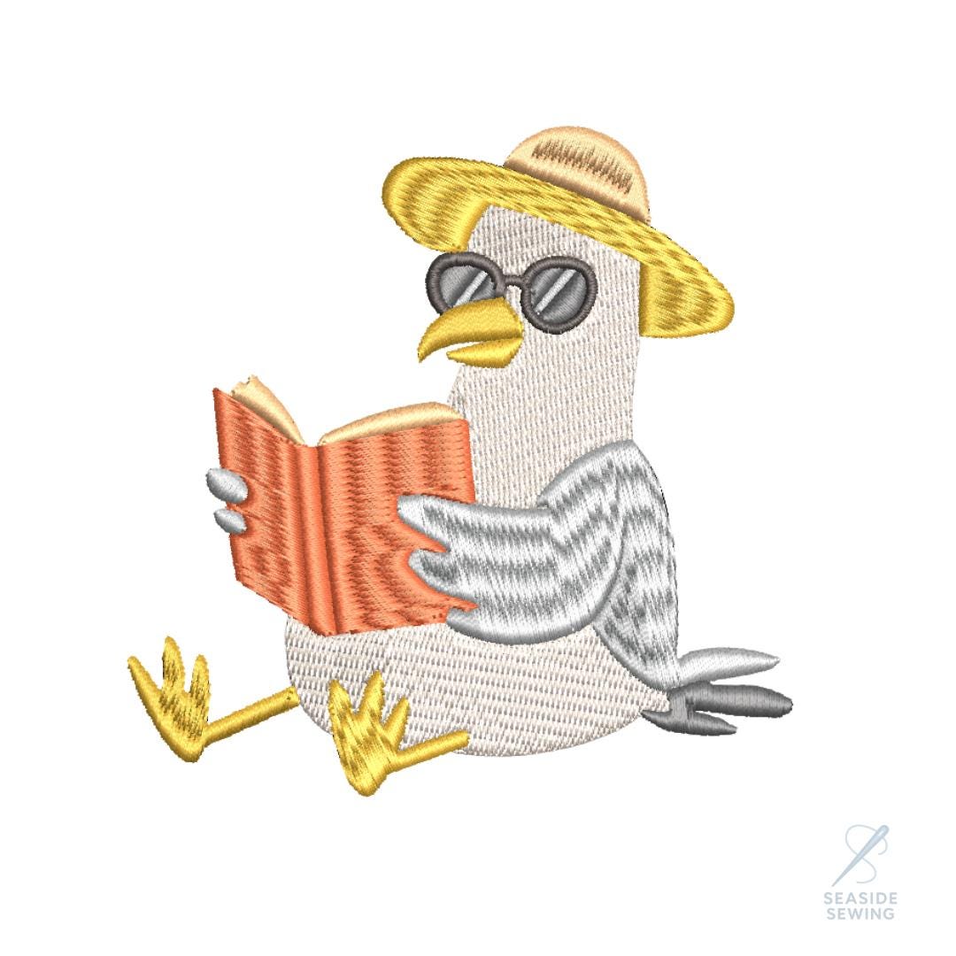 Seagull Stories | Seagull Reading Embroidery File | 3 Sizes - Etsy