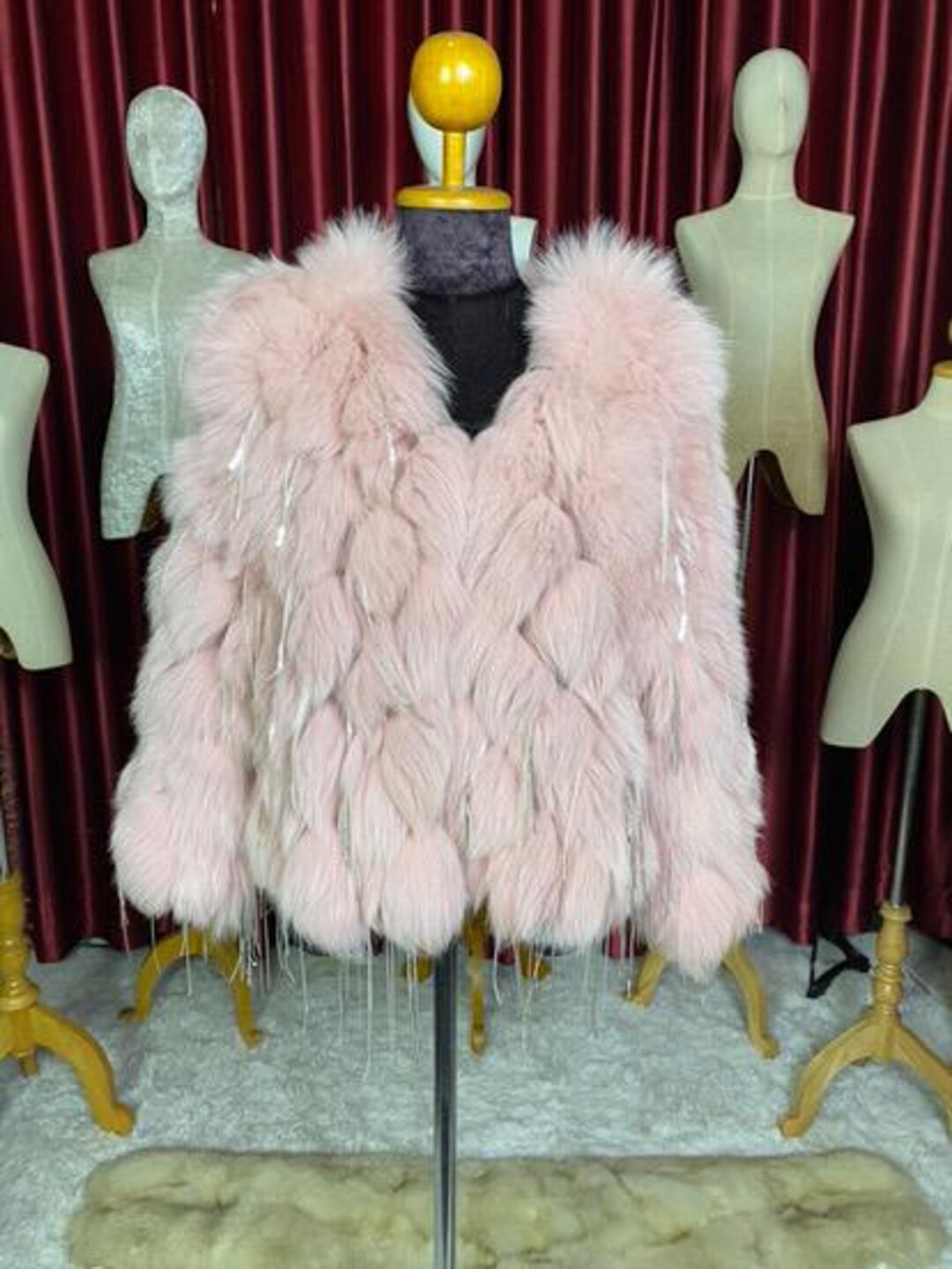 Brand-new Pink Fox Fur Coat M - Etsy