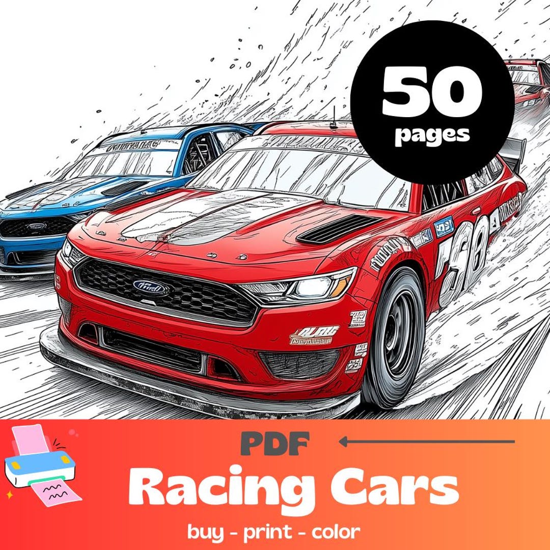 Printable Racing Cars Coloring Pages – Rally Race Car Coloring Book PDF ...