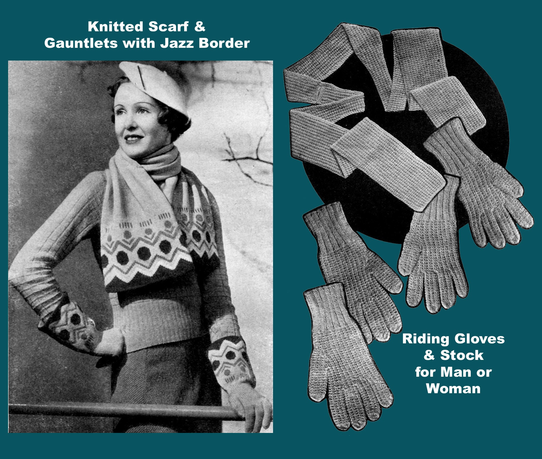 Weldon's 4D 104 C.1936 Vintage Pattern Book for Knitting Glove & Scarf ...
