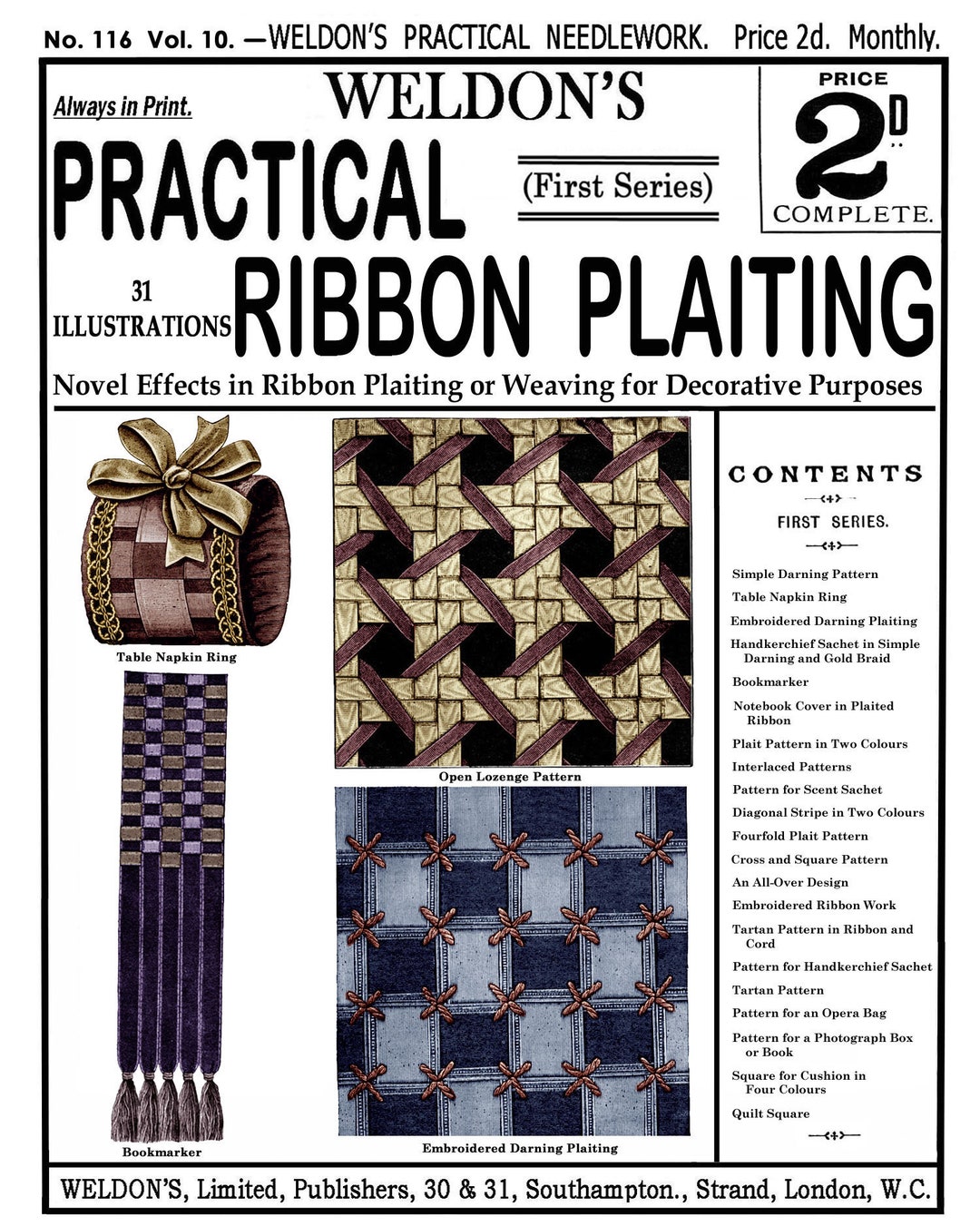 Weldon's 2D 116 C.1894 Practical Ribbon Plaiting, Weaving With Ribbons ...